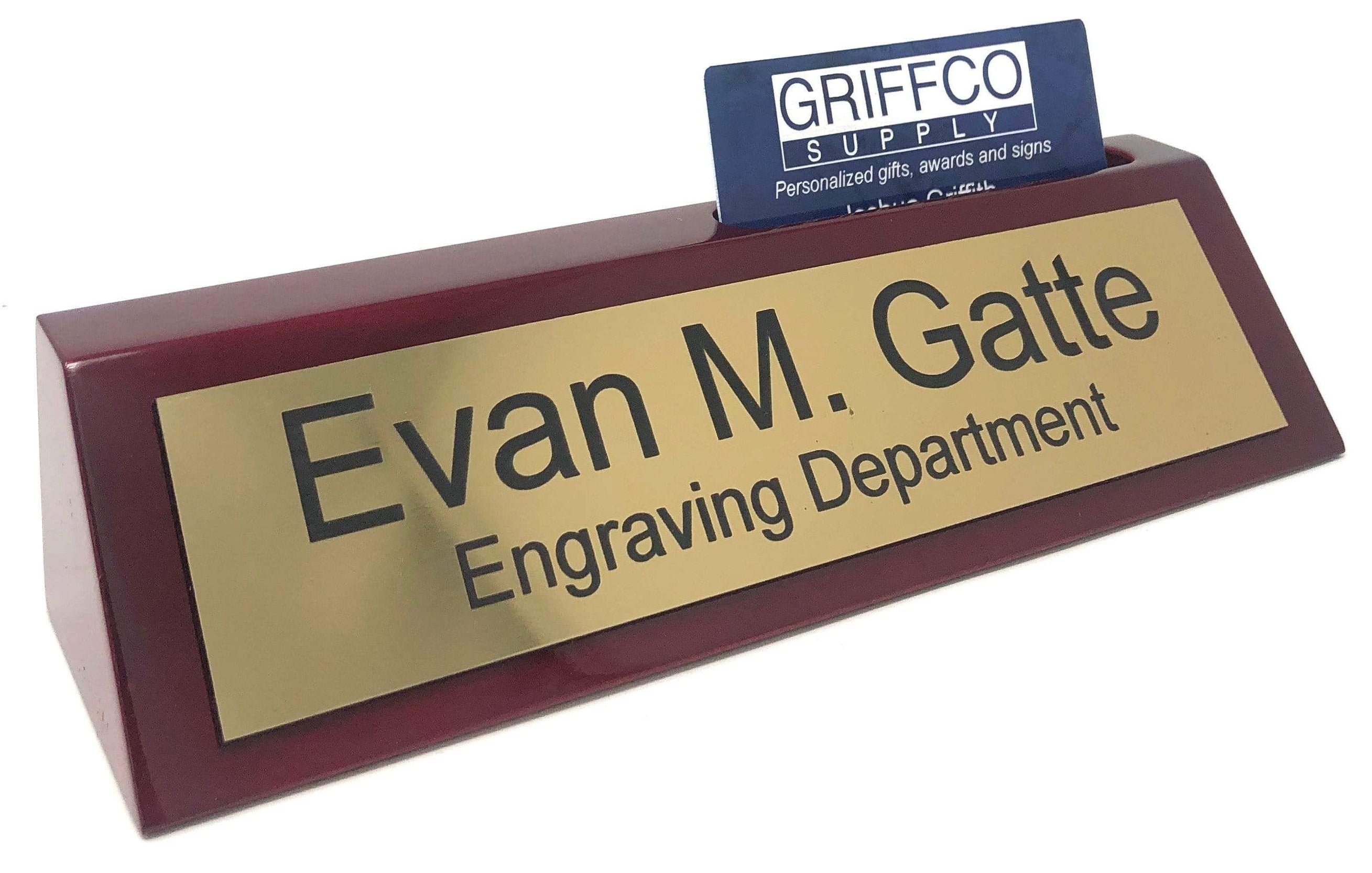 Rosewood Personalized Desk Nameplate w/ Card Holder 10