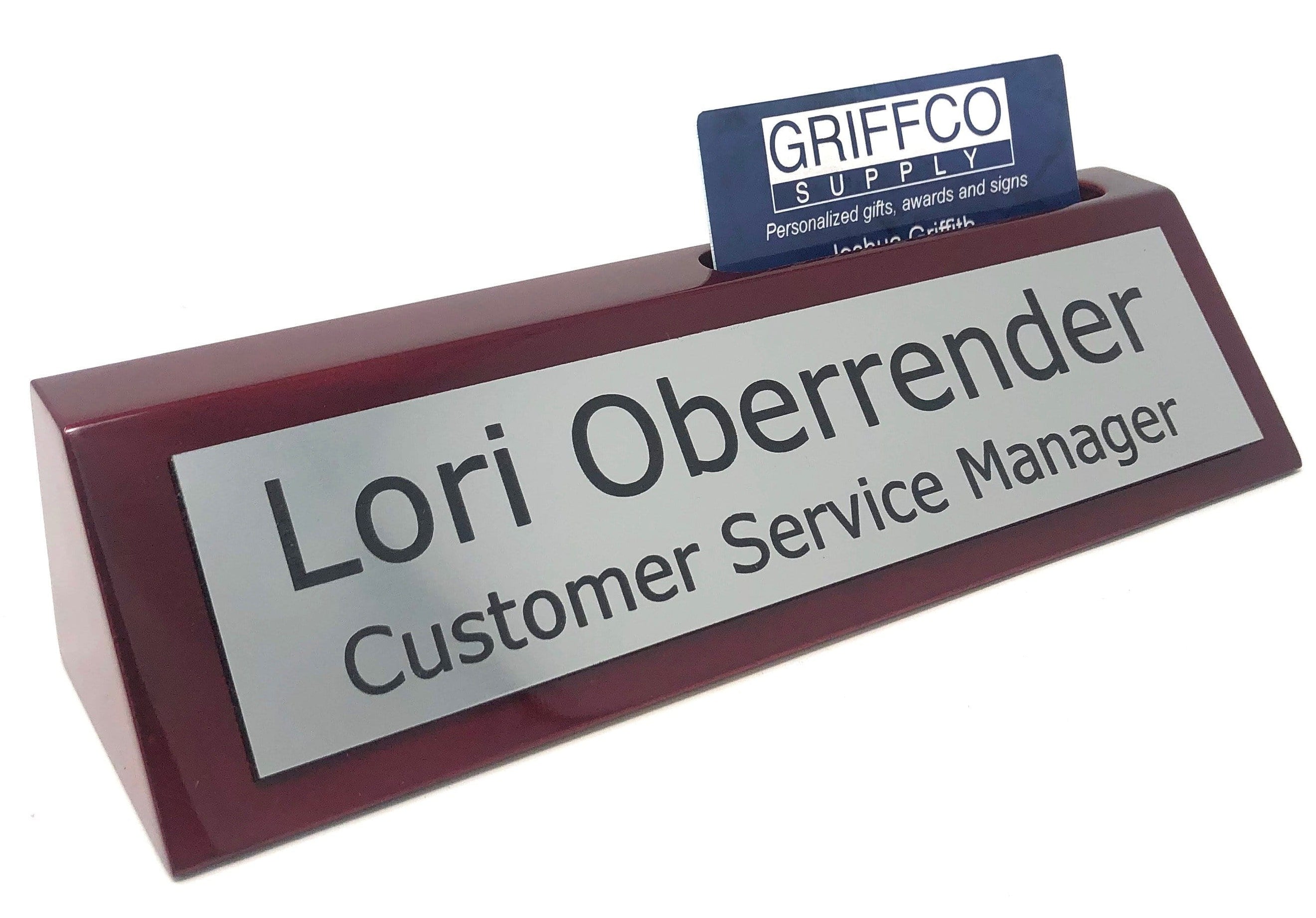 Rosewood Personalized Desk Nameplate w/ Card Holder 10